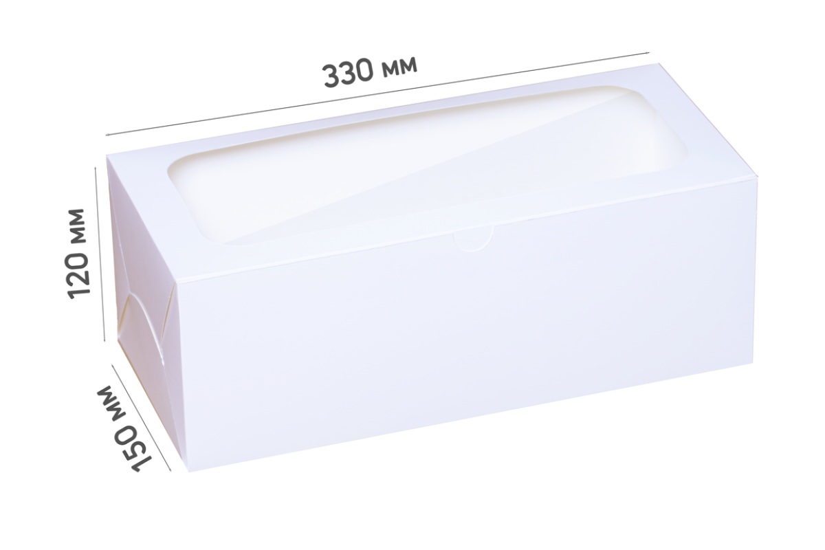 Коробка для меренгового рулету Біла з віконцем 330*150*120