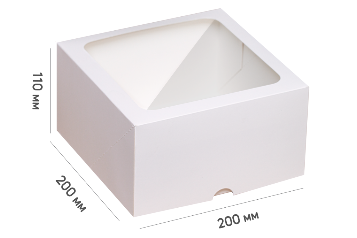 Коробка для торта 200*200*110 біла з вікном